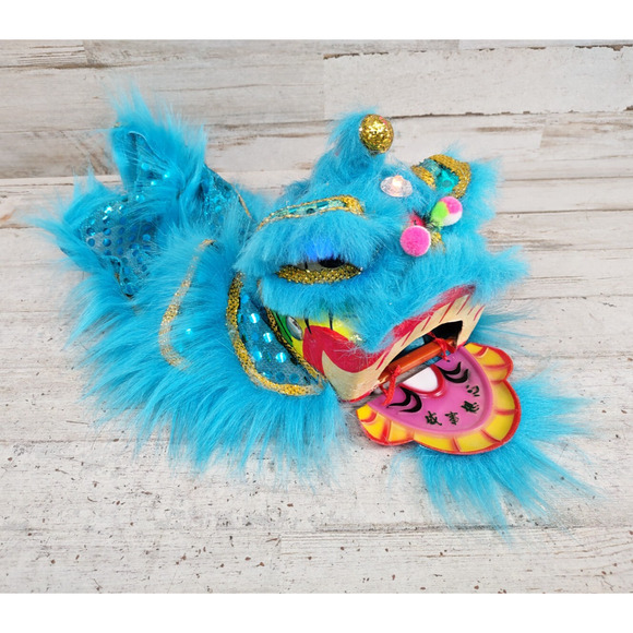 unbranded | Accents | Chinese Paper Mache Lion Head Blue Led Light Up ...